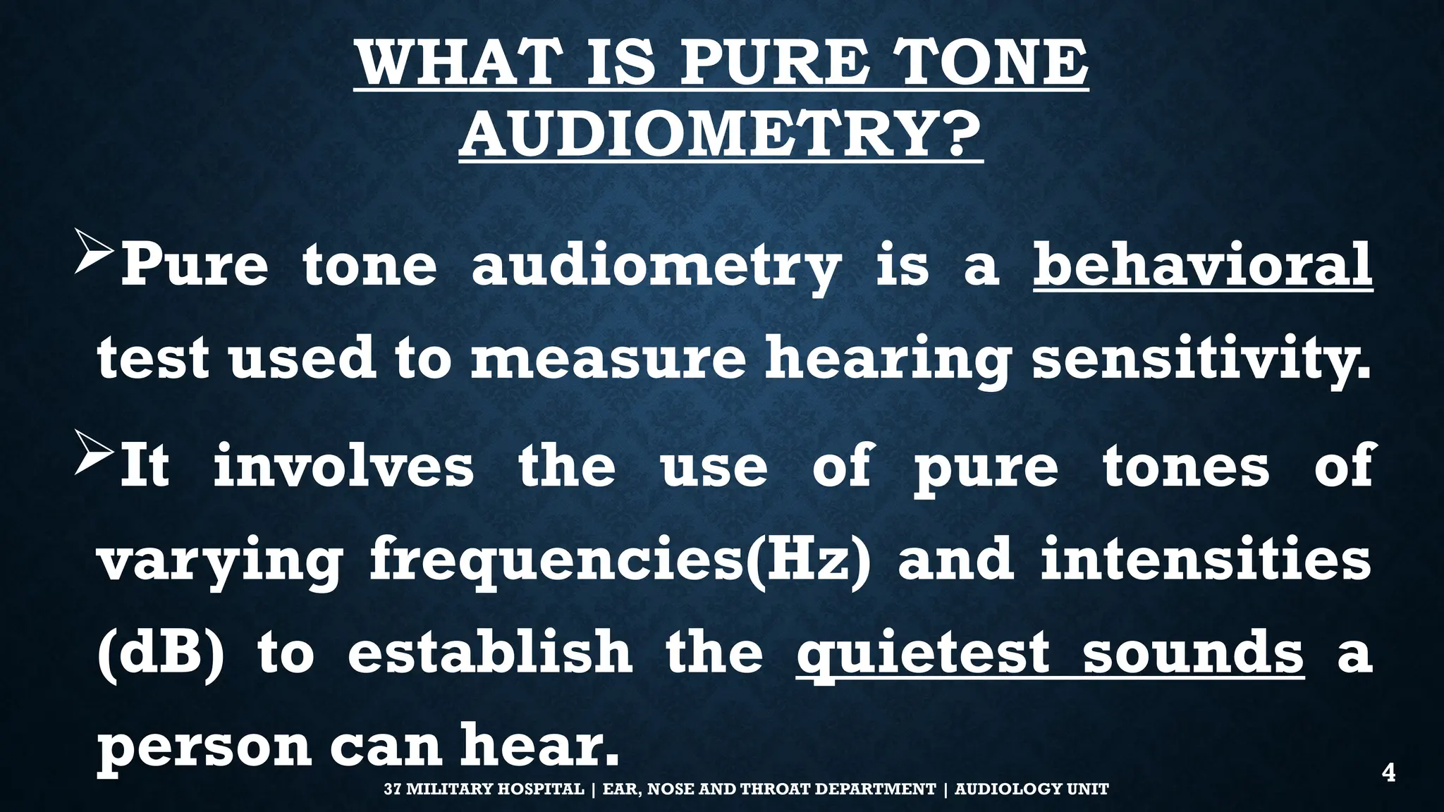 PTA Presentation.pptx a presentation on Pure Tone Audiometry | PPT