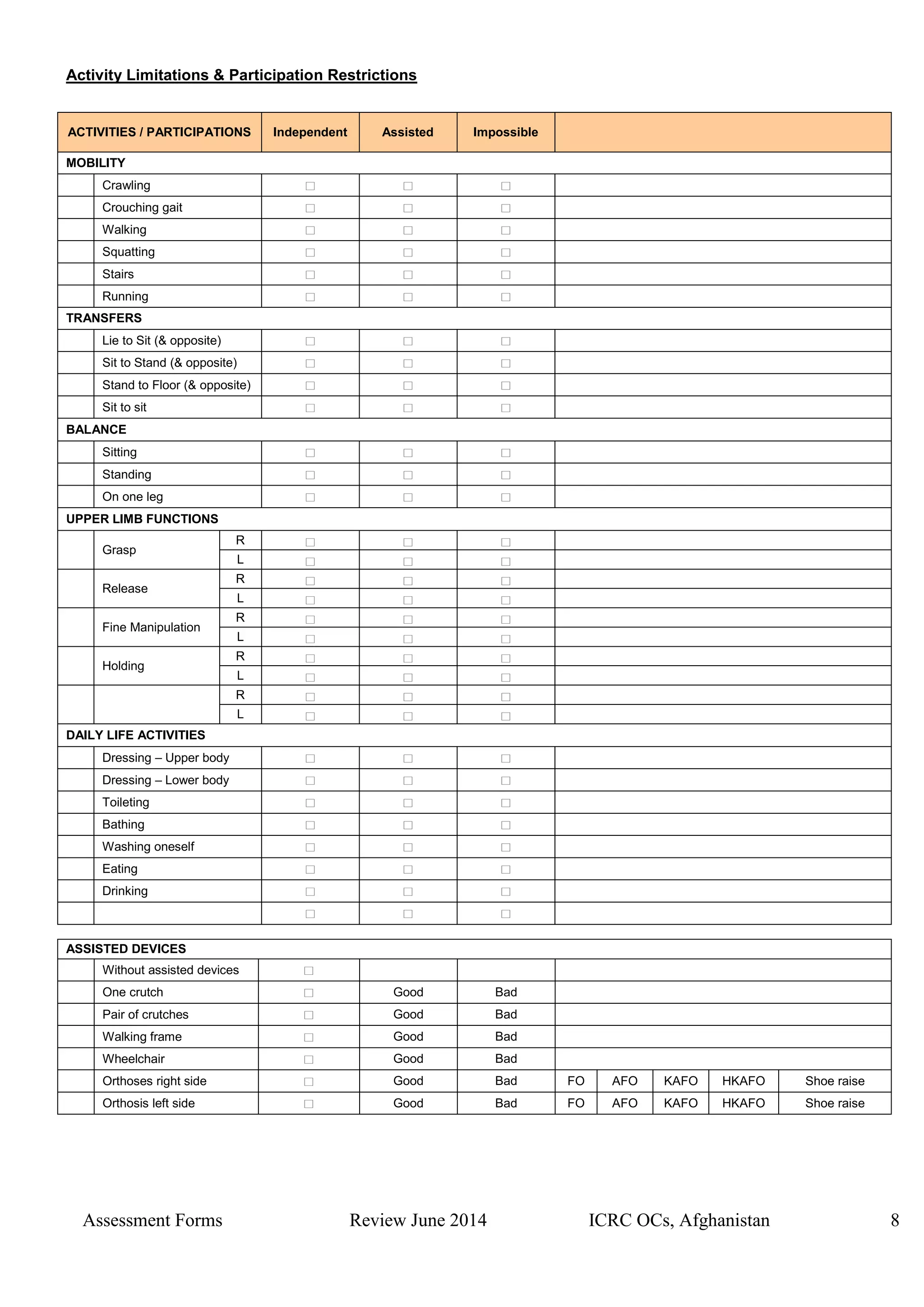 PATIENT ASSESSMENT GENERAL FORM | PDF
