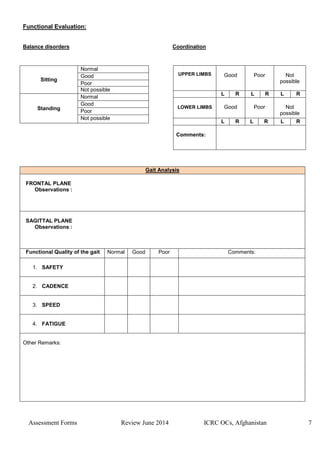 PATIENT ASSESSMENT GENERAL FORM | PDF | Physical Therapy | Wellness