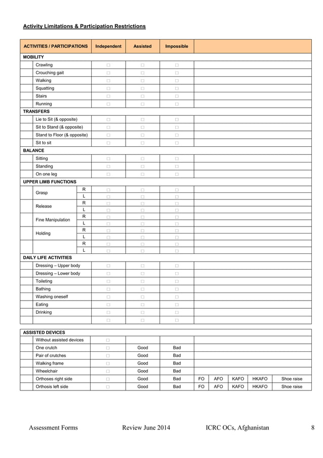 PATIENT ASSESSMENT GENERAL FORM | PDF | Physical Therapy | Wellness
