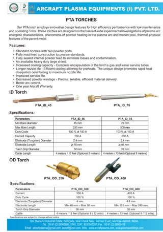 PTA torches for welding , overlay , hardfacing and reclamation | PDF | Physics | Science