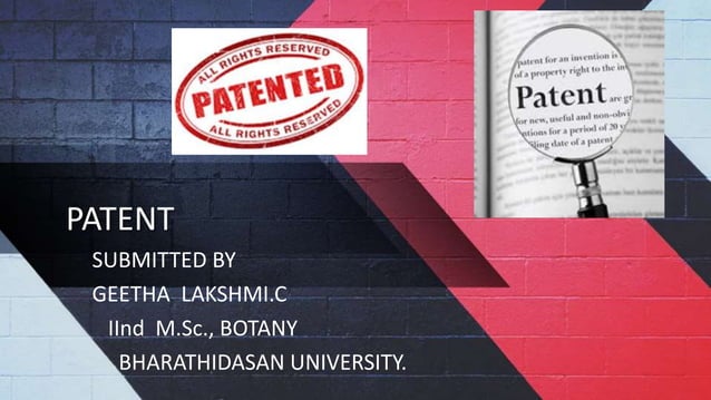 PATENT and types of patents | PPTX | Science