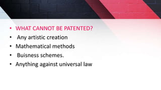 PATENT and types of patents | PPTX