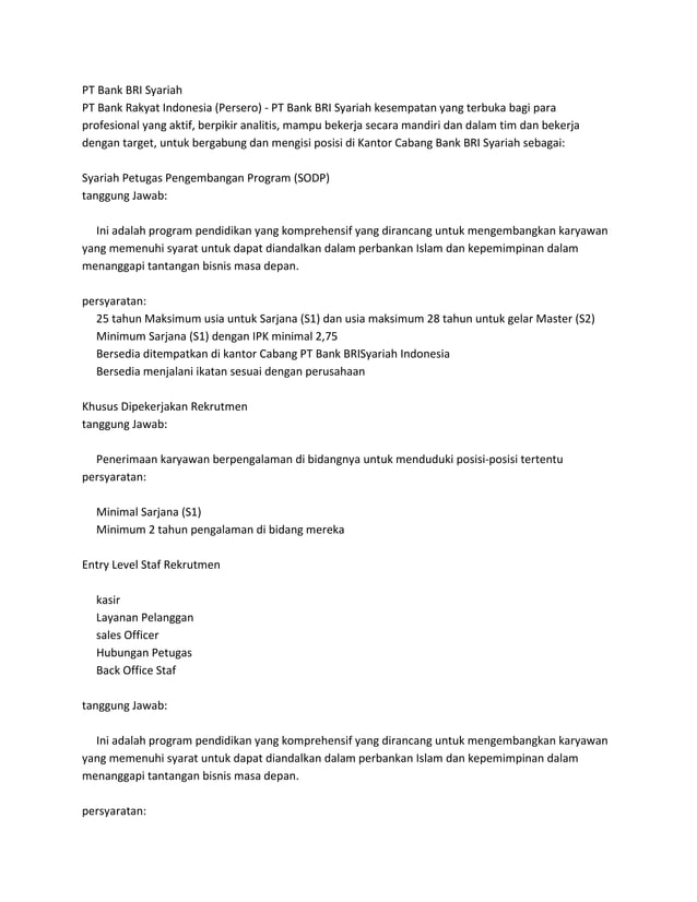 Pt bank bri syariah | DOCX