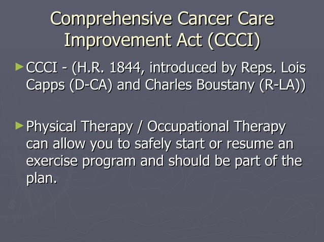 Physical Therapy: A Component of the Cancer Care Plan | PPT