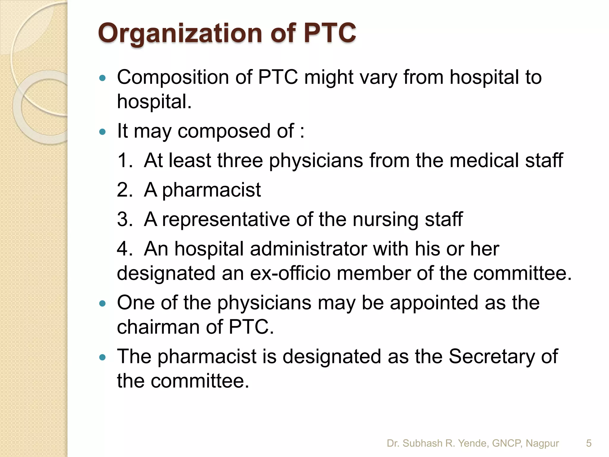 Pharmacy and Therapeutic Committee | PPTX