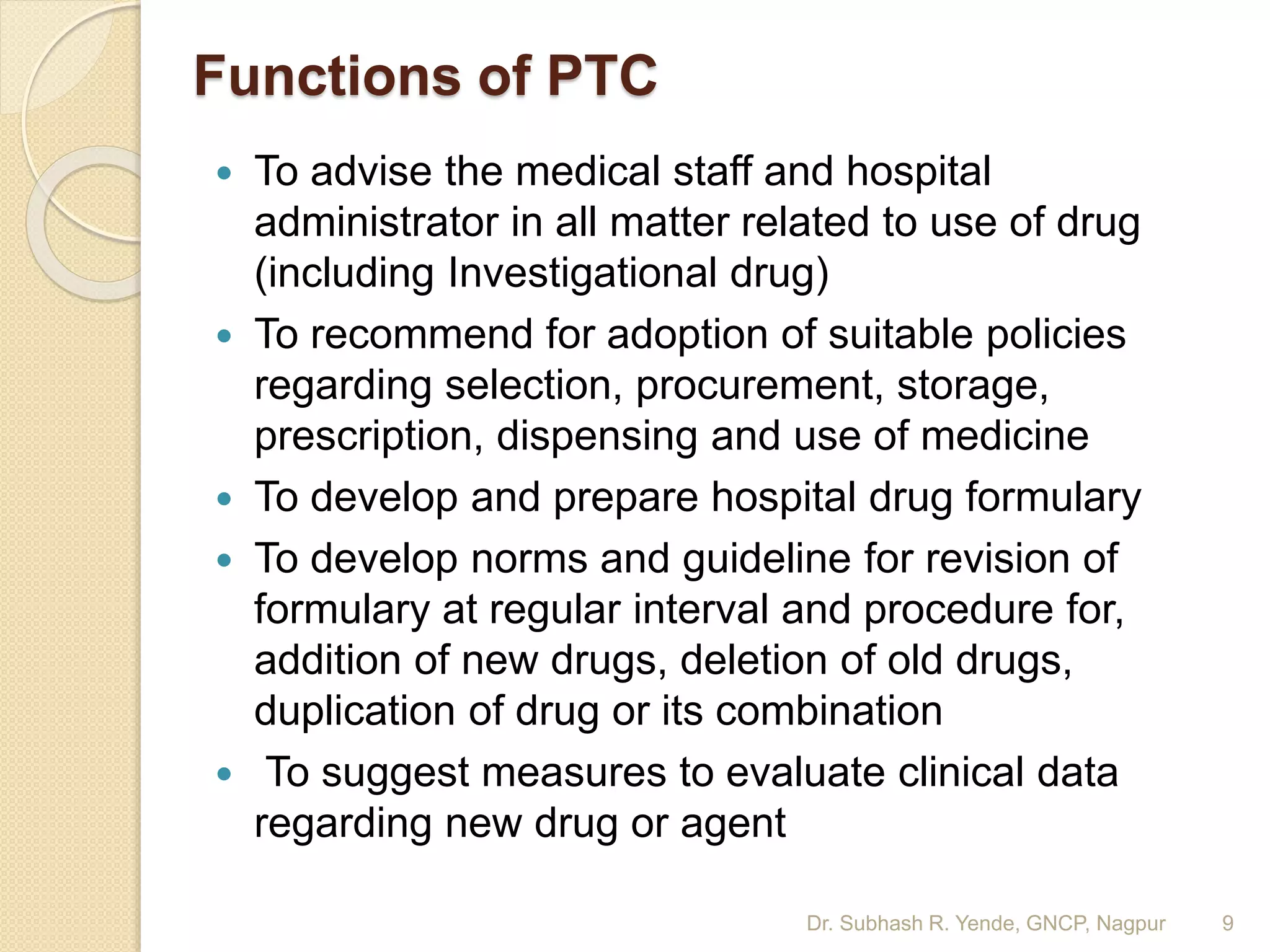 Pharmacy and Therapeutic Committee | PPTX