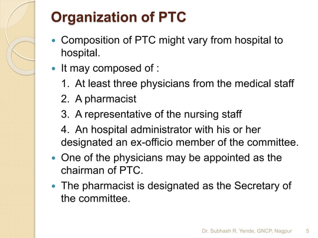 Pharmacy and Therapeutic Committee | PPTX | Substance Abuse | Diseases ...