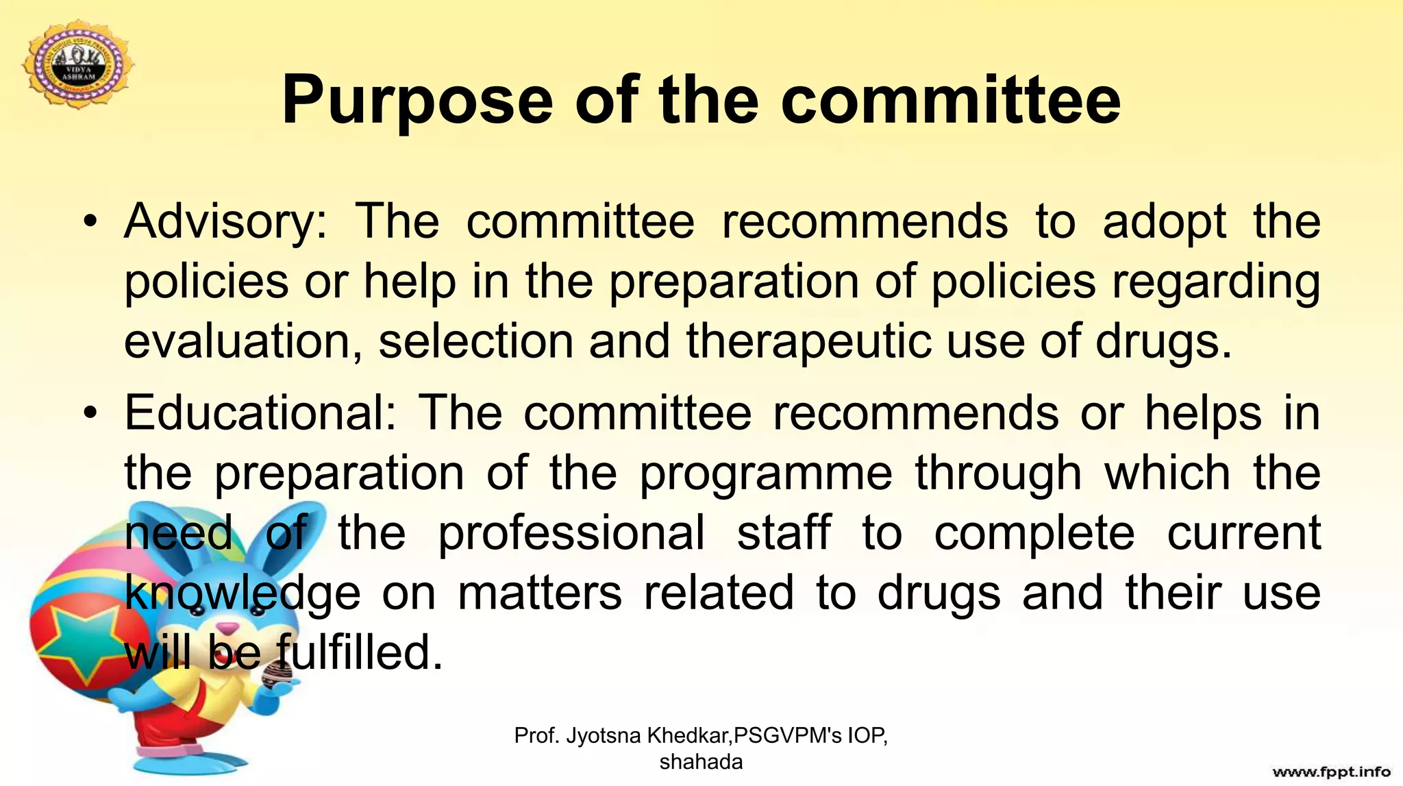 Pharmacy and Therapeutic committee | PPT