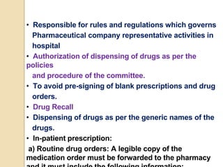 Policies of Pharmacy and Therapeautic committee | PPT