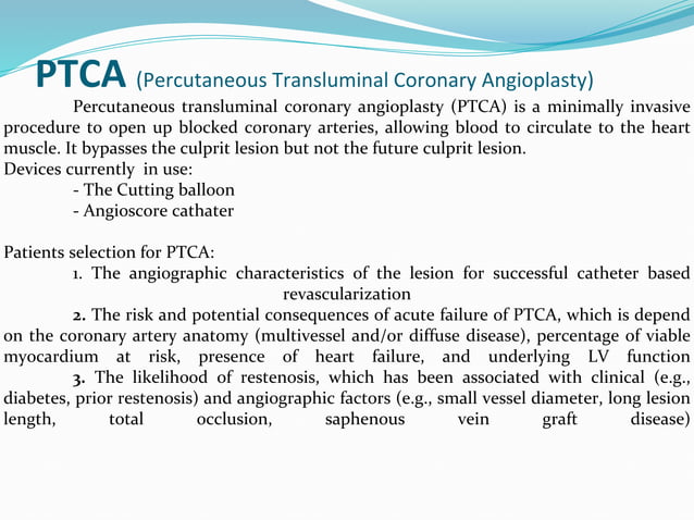 Ptca vs cabg | PPTX | Heart and Cardiovascular Diseases | Diseases and Conditions