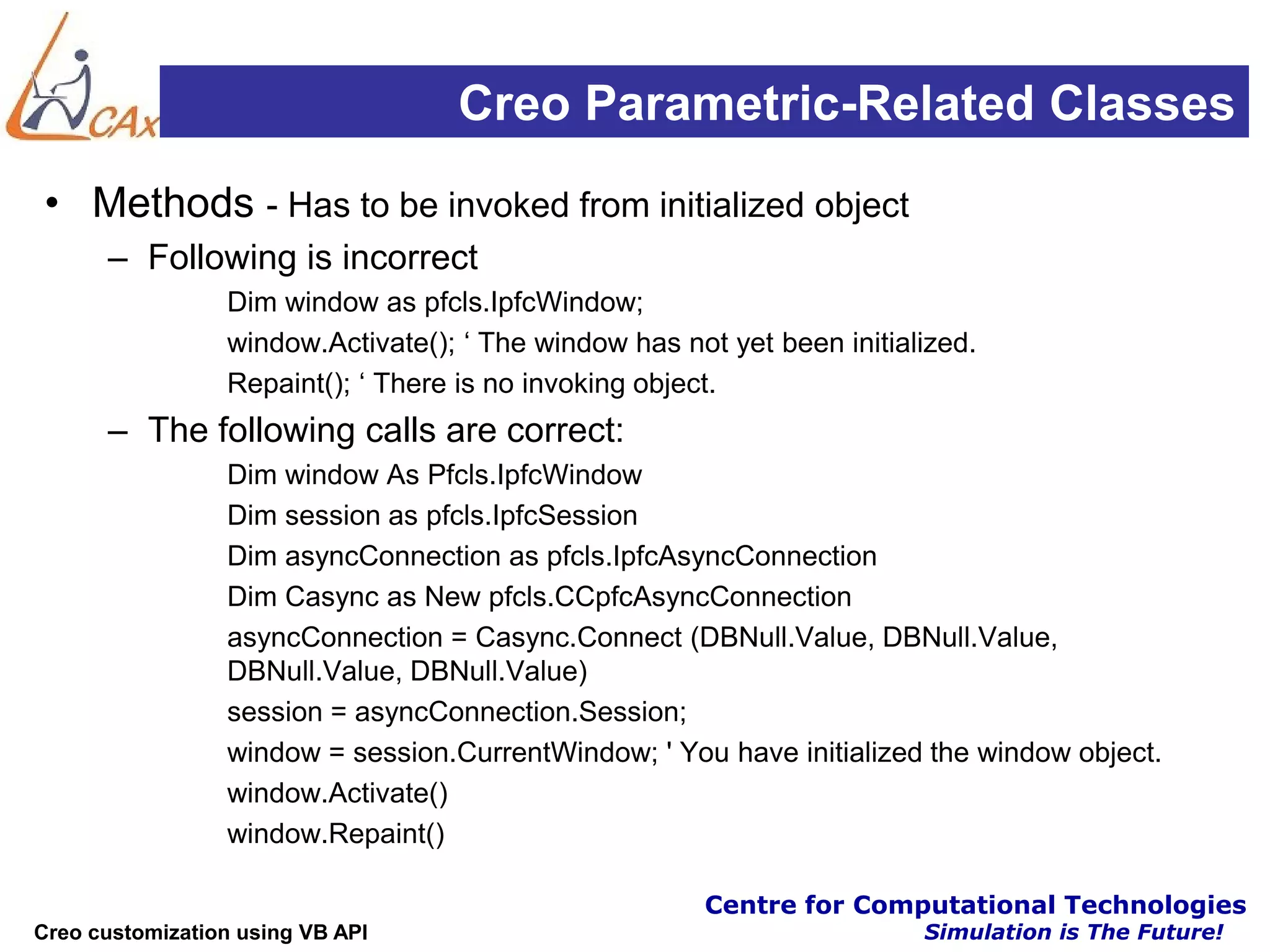 Ptc Creo Customization Using Vb Api Lecture 1 Overview Pdf Web