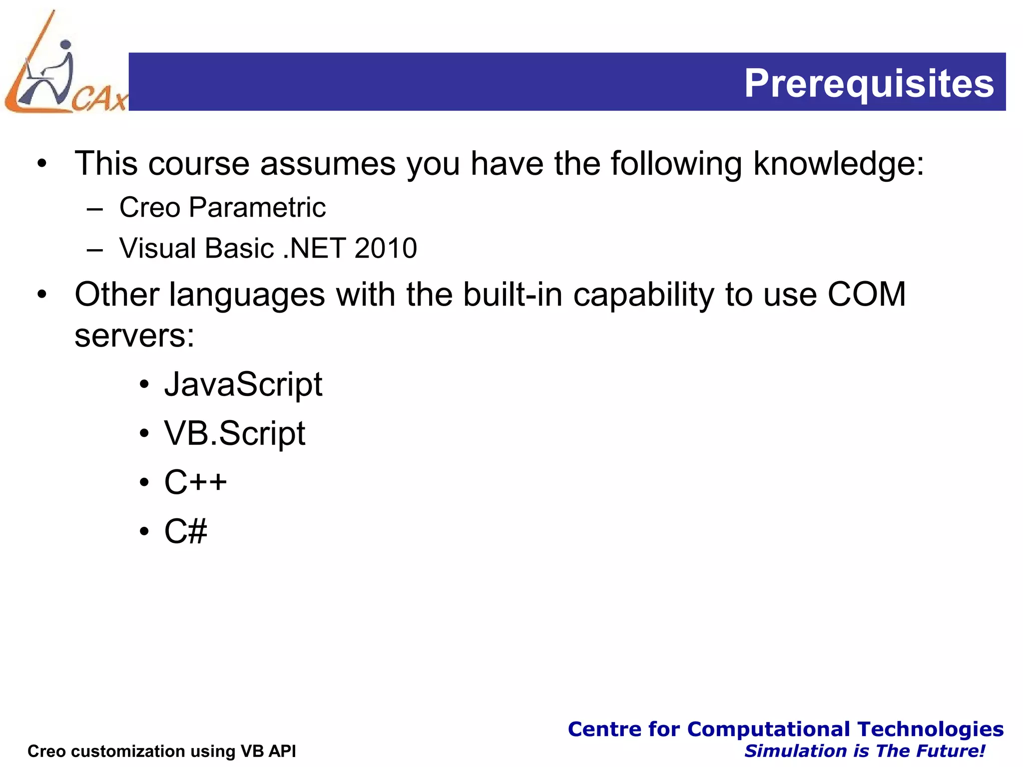 Ptc Creo Customization Using Vb Api Lecture 1 Overview Pdf Web