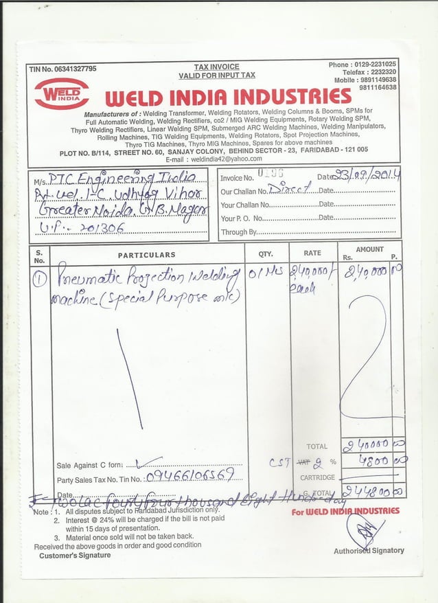 Ptc engineering bill | PDF