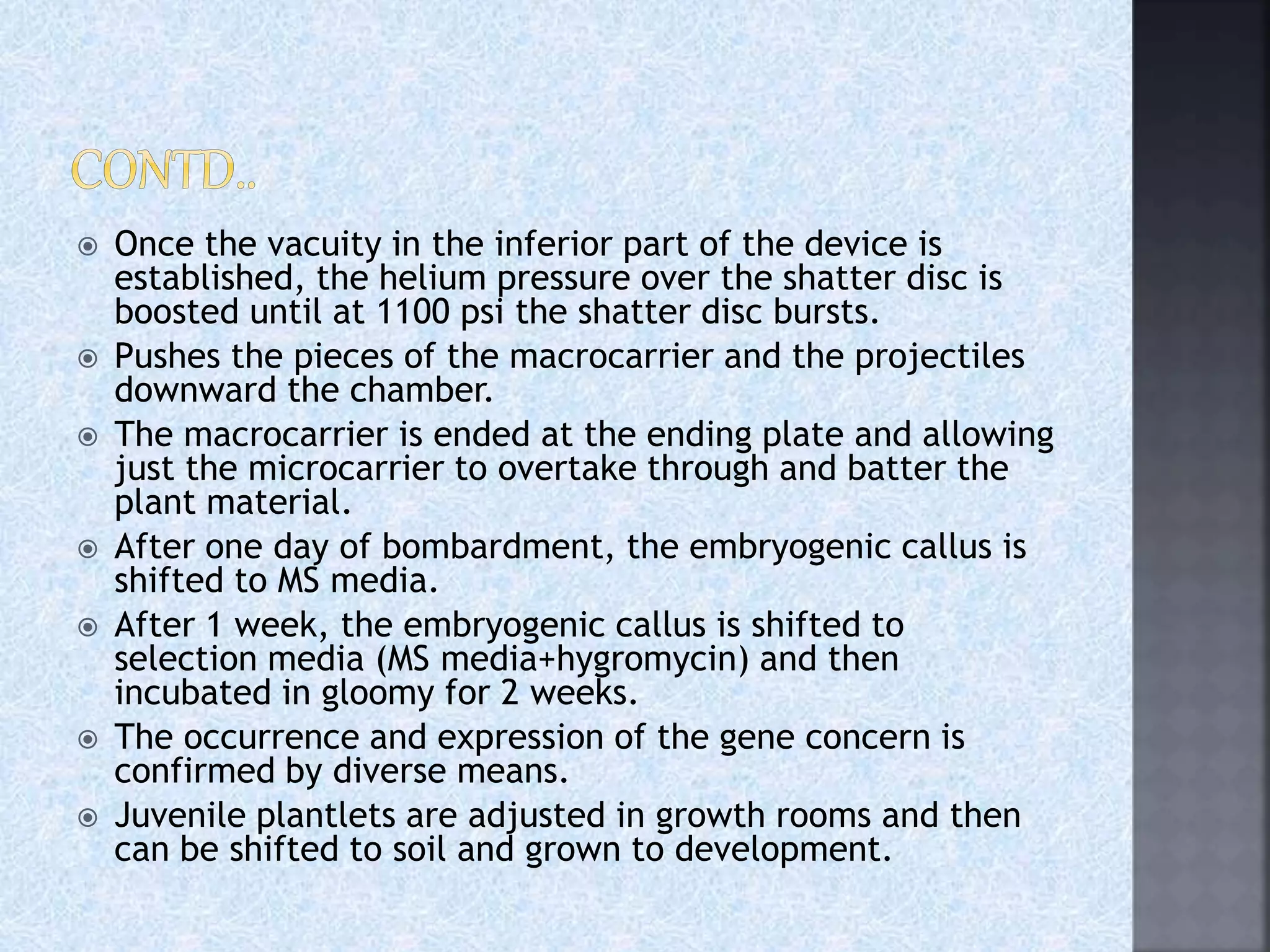 Direct Gene Transfer method (gene gun method). | PPTX