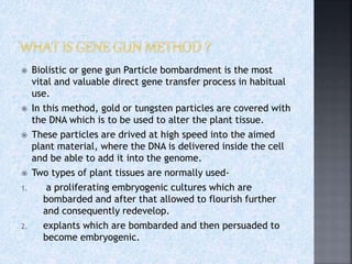 Direct Gene Transfer method (gene gun method). | PPTX