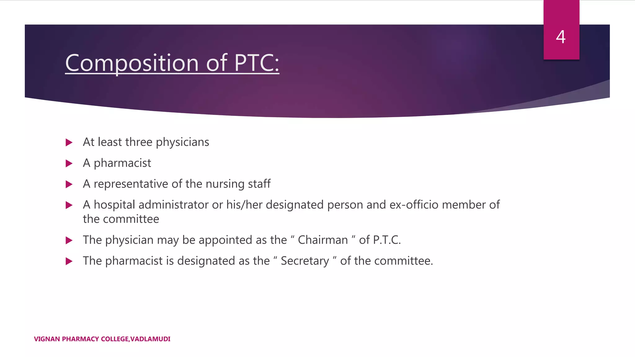AN OVERVIEW ON PHARMACO THERAPEUTIC COMMITTEE - M.L.SUSHMITHA | PPTX