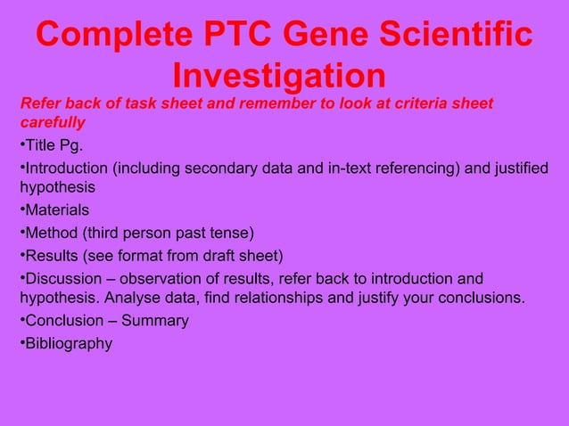 Ptc gene background information | PPT