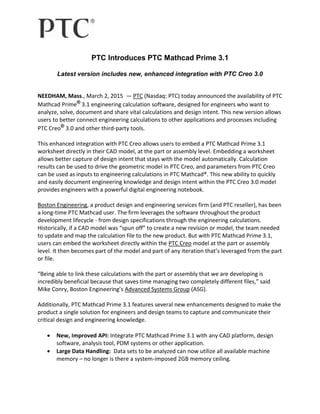 PTC Introduces PTC Mathcad Prime 3.1 | DOCX | Computer Software and ...