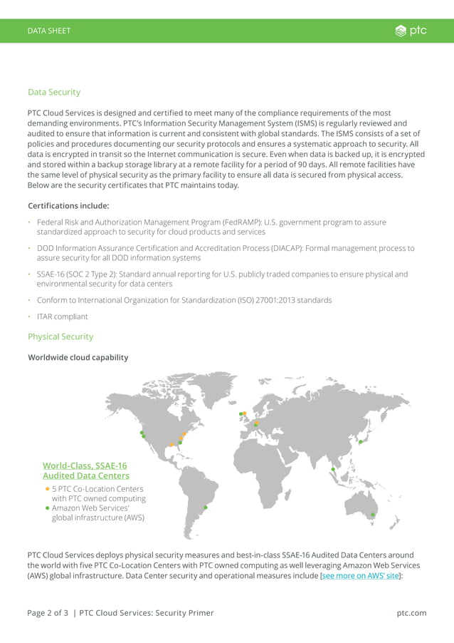PTC Cloud Services Datasheet: Security Primer | PDF