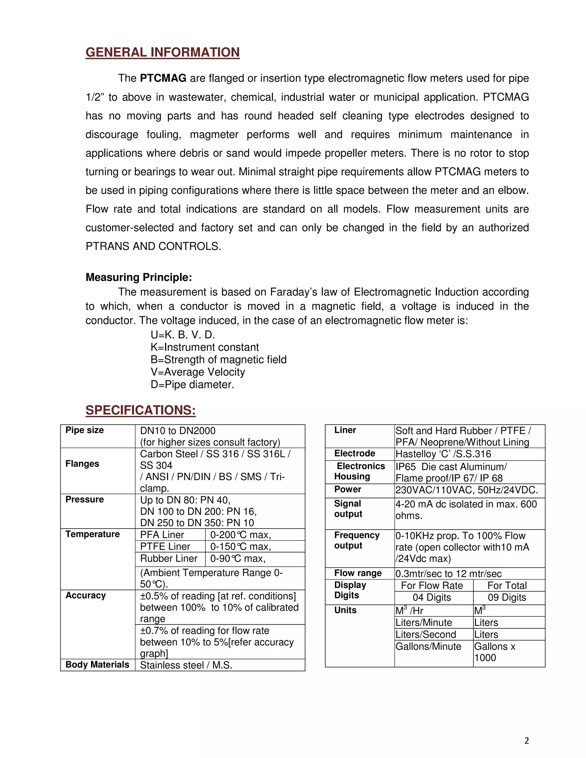 Ptc magmeter manual | PDF