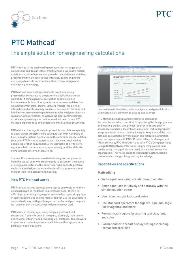 PTC Mathcad Data Sheet | PDF
