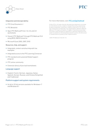 PTC Mathcad Data Sheet | PDF