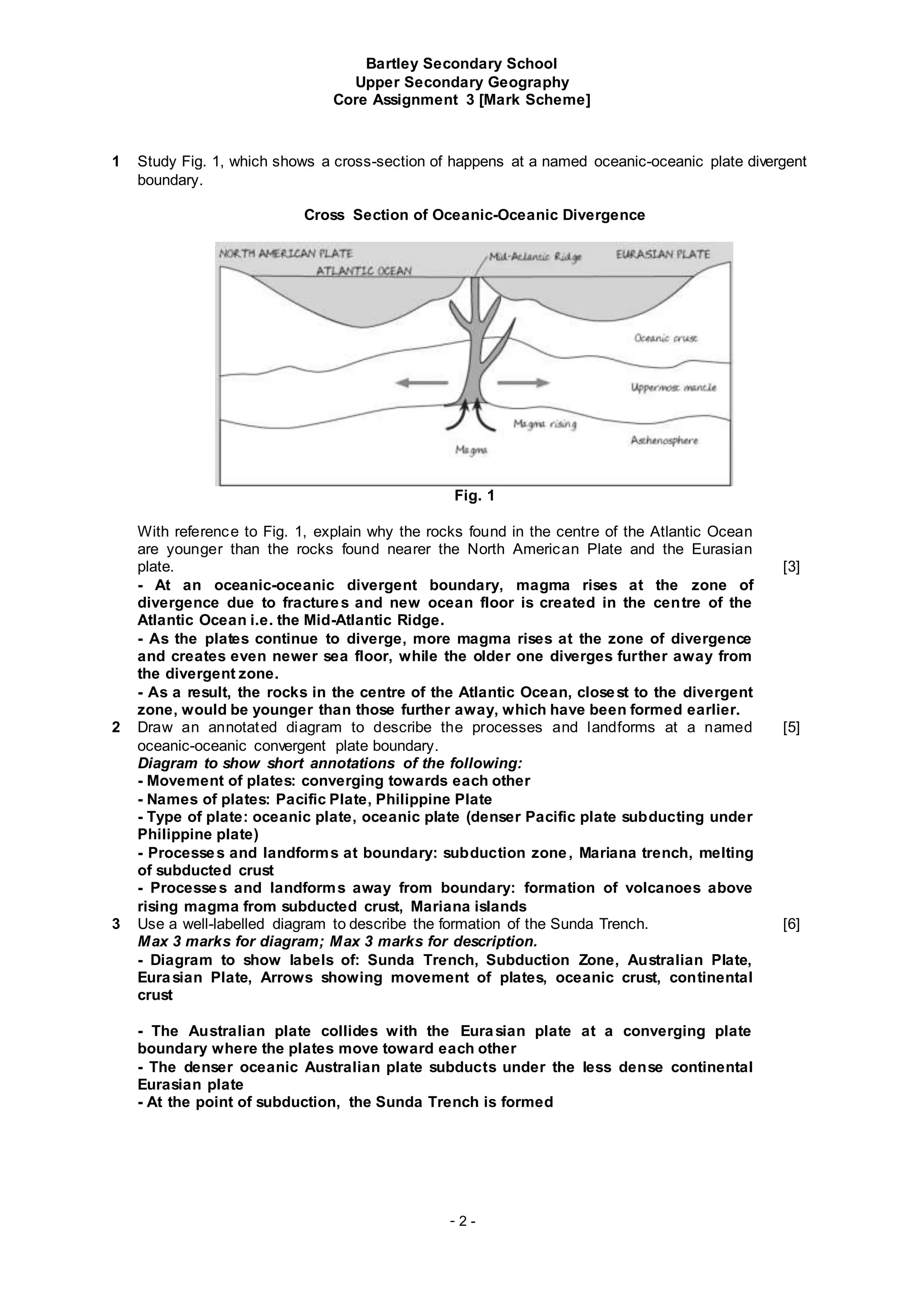 Plate tectonics Core Assignment 3 Answer | DOCX