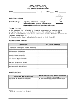 Plate tectonics Core Assignment 3 Answer | PDF