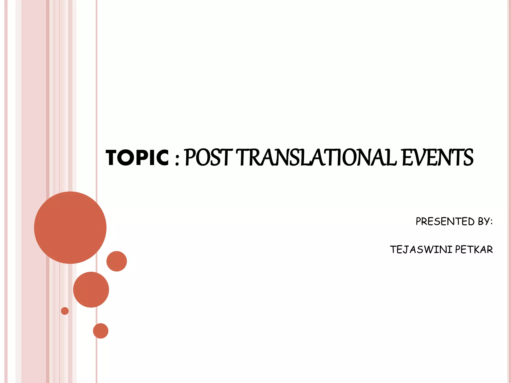 Post Translational Modifications Pptx Chemistry Science