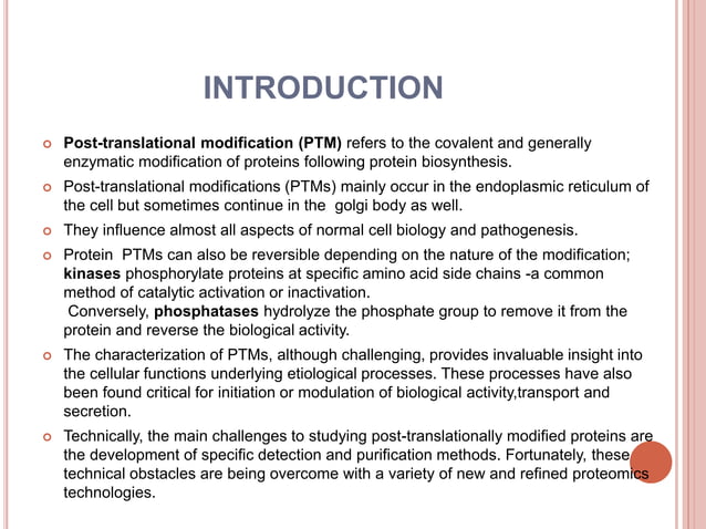 Post translational modifications | PPTX | Chemistry | Science