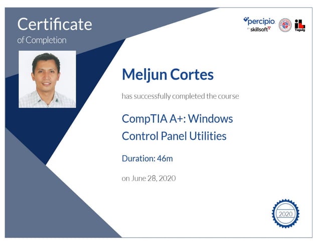 SKILL SOFT certificate_comp_tia a+_windows_control_panel_utilities | PPT