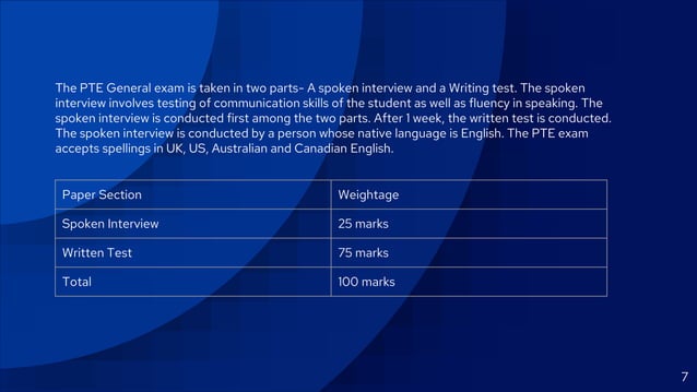 PTE General Exam.pptx | Standardized Testing | Educational Assessment