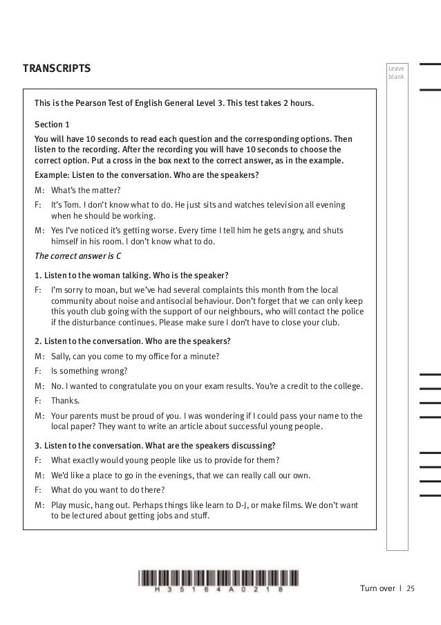 PTE B2 written Paper PTE B2 written Paper