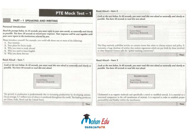 PTE(Pearson Test of English) MOCK TEST 1 question paper