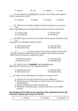 periodical exam ing english 5 quarter 1 elementary education | PDF