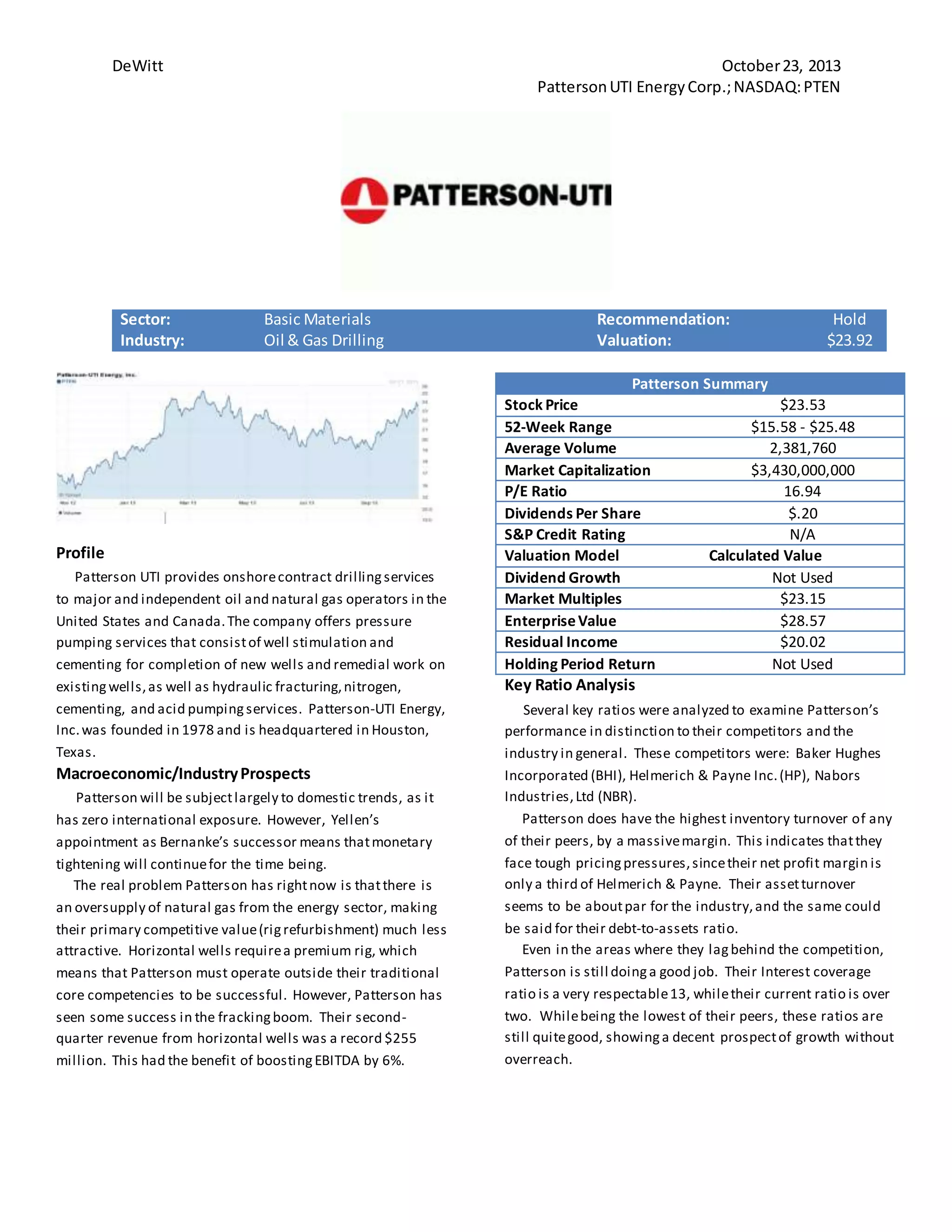 Patterson-UTI Valuation | PDF