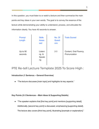 PTE Re-tell Lecture Template With High-Scoring Tips & Tricks _ Gurully ...