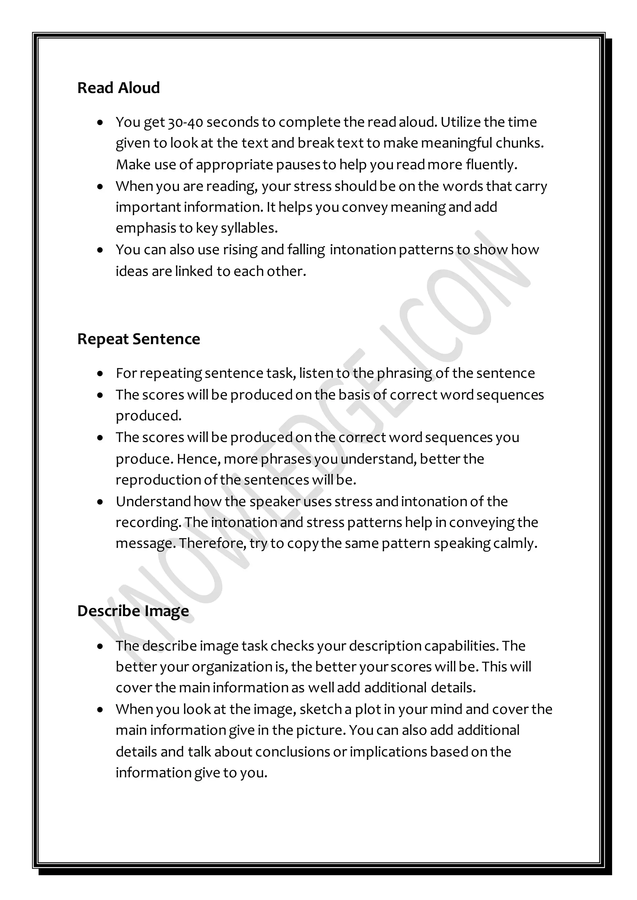PTE Speaking Tips | DOCX