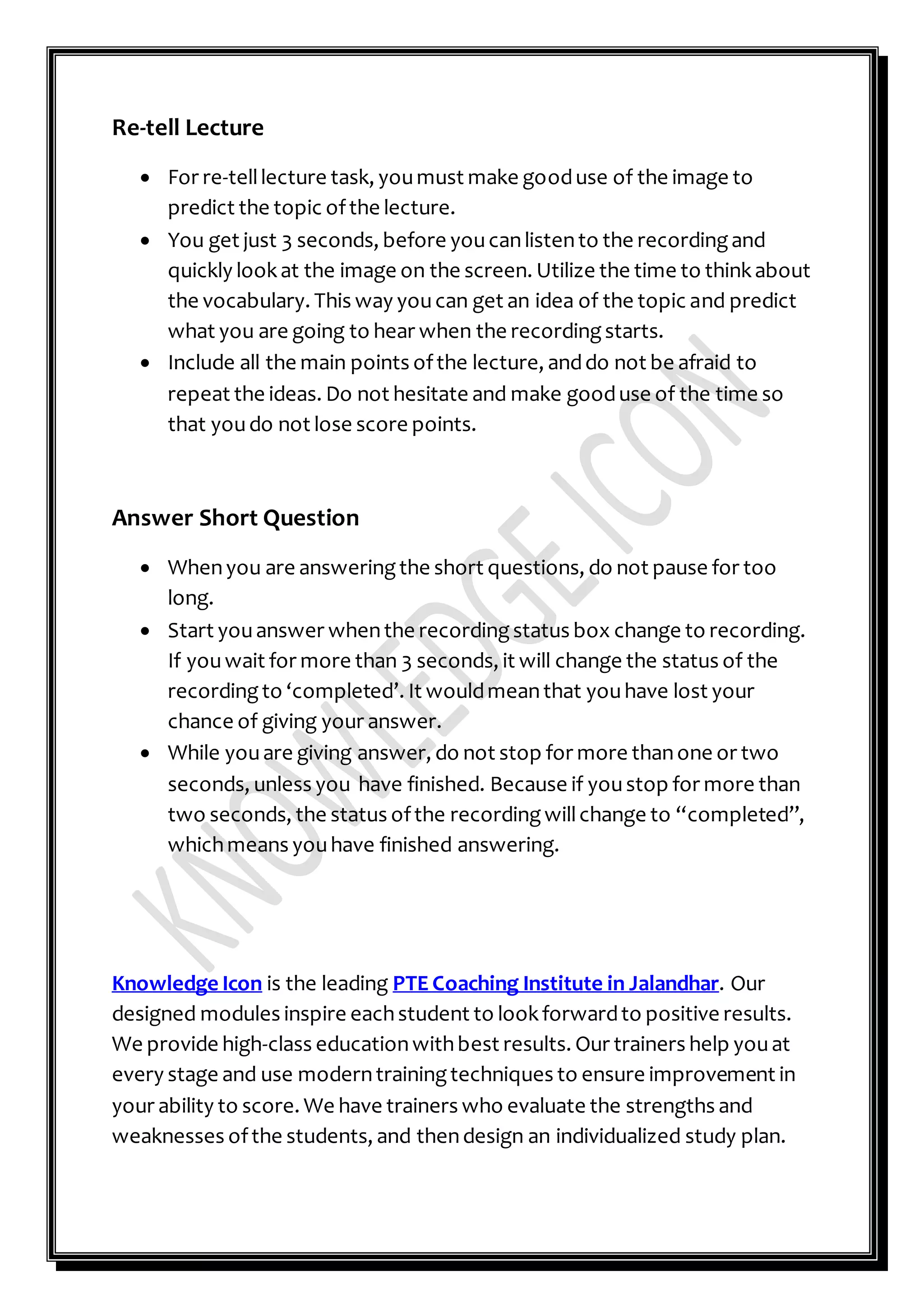 PTE Speaking Tips | DOCX