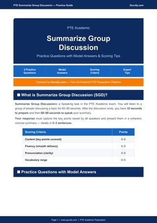 PTE Summarize Group Discussion Practice Questions with Answers (2025 ...