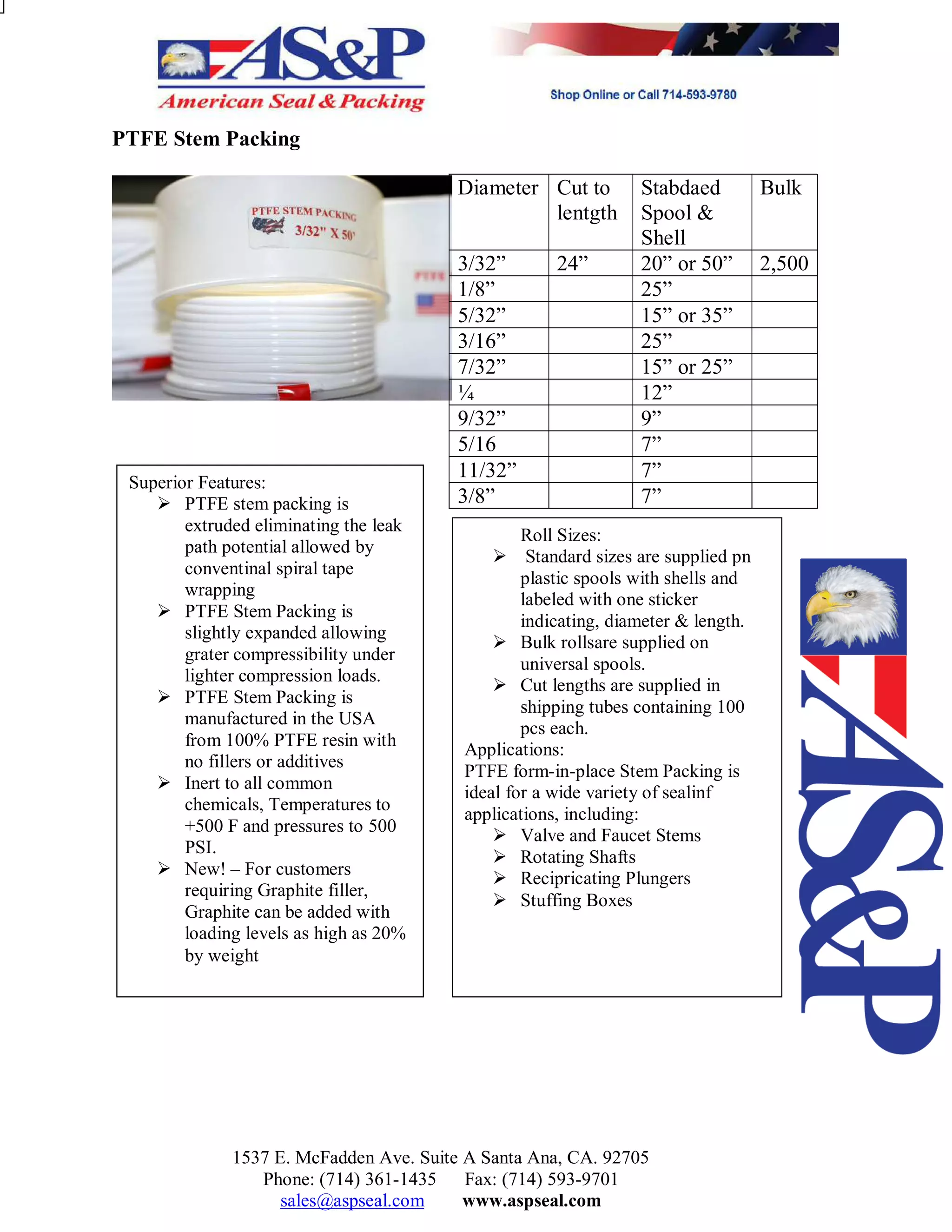PTFE Stem Packing | PDF