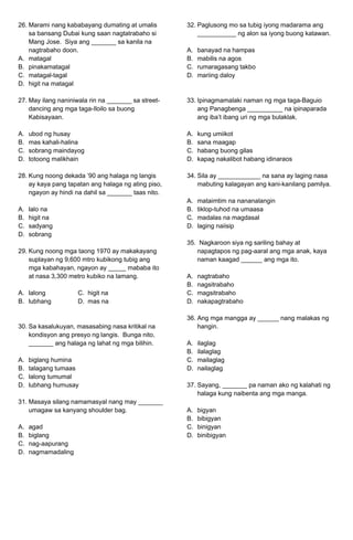 PT_FILIPINO 6 2nd periodical test in Filipino | DOCX