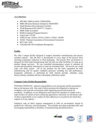 PTH Solutions Inc. Company Synopsis 2011 | PDF