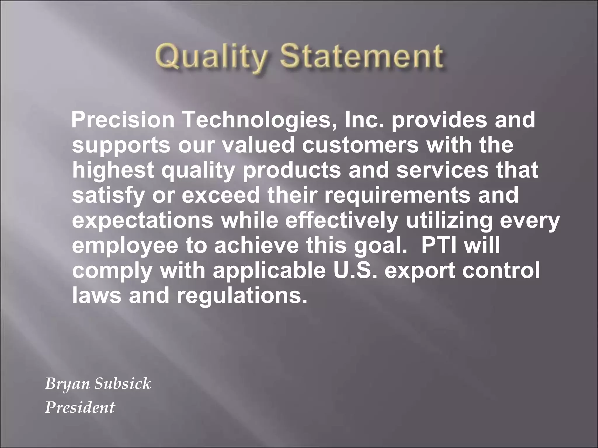 Precision Technologies corporate presentation | PPTX