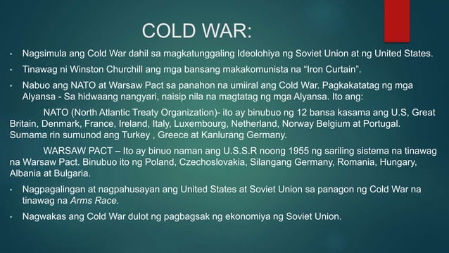 Aralin 13: MGA IDEOLOHIYA, COLD WAR, AT NEOKOLONIYALISMO | PPTX