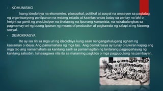 Aralin 13: MGA IDEOLOHIYA, COLD WAR, AT NEOKOLONIYALISMO | PPTX