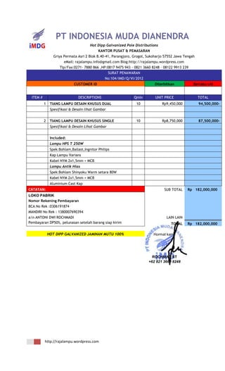 Daftar Harga Tiang PJU Bali | PDF
