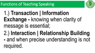 Functions of Teaching Speaking | PPT