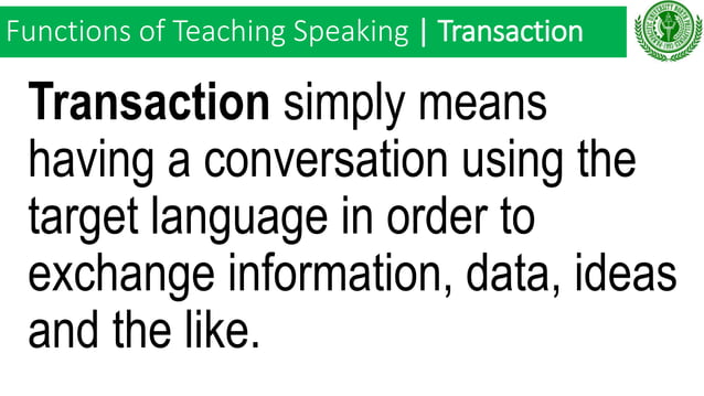 Functions of Teaching Speaking | PPT